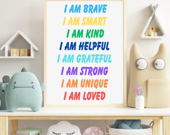 Affirmations for Kids, Classroom Posters, I Am Affirmations, Playroom ...