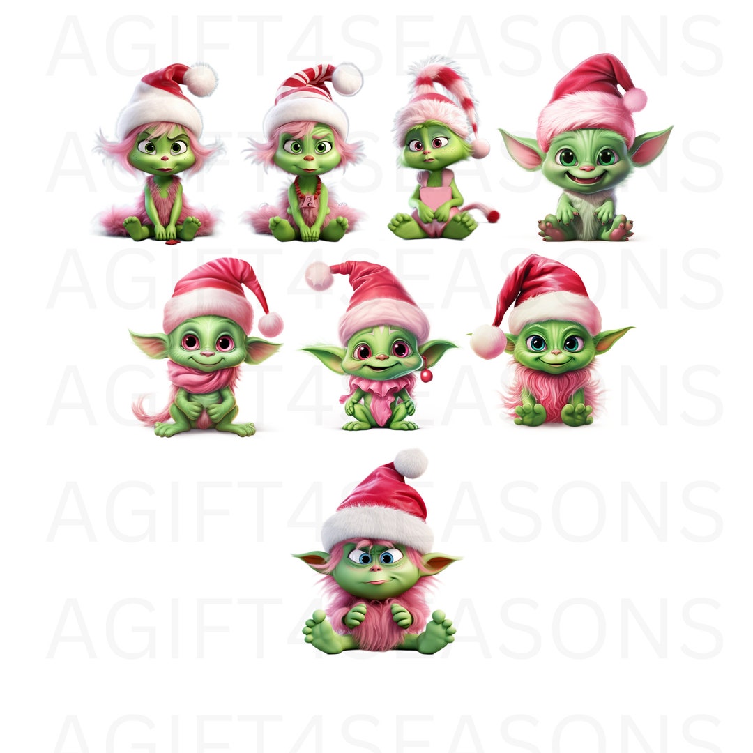 Baby Grinch Clipart Set of 8 Christmas PNG Images Grinch Sublimation ...