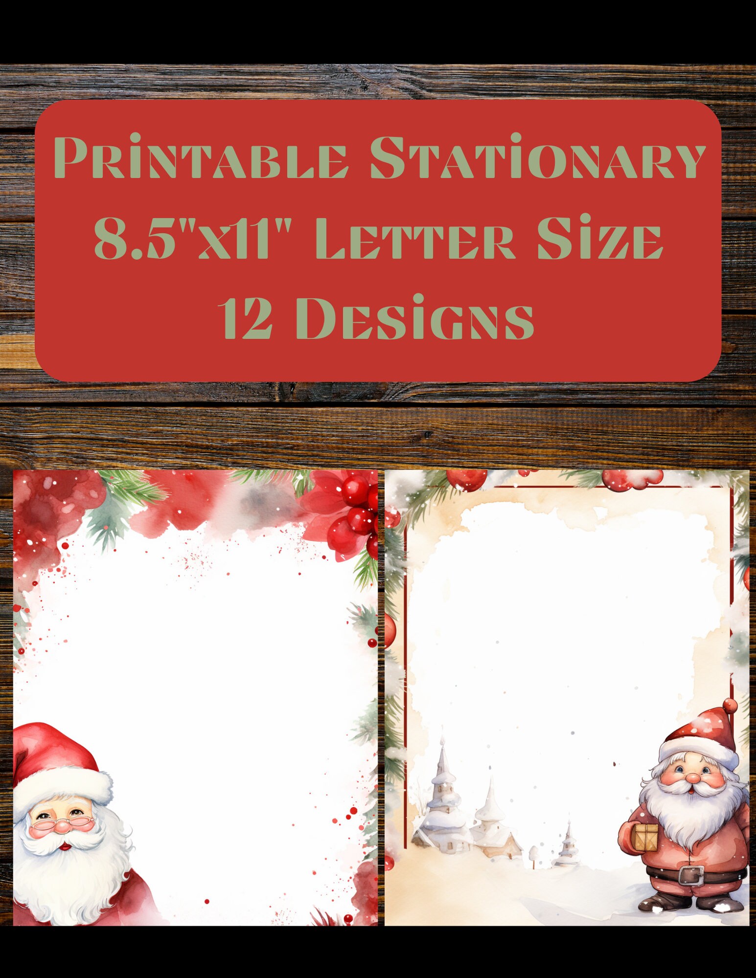 Printable Santa Christmas Stationery Cute Christmas Letter Paper 12 ...