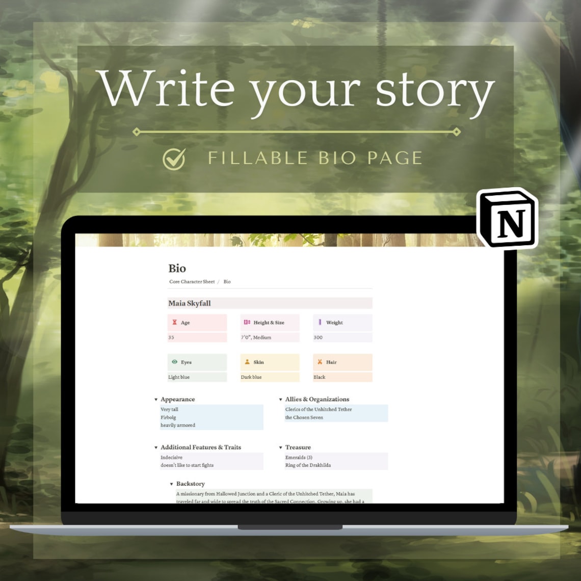 Dnd Character Sheet Notion Template | Dnd Journal | Dnd 5e | Dungeons ...