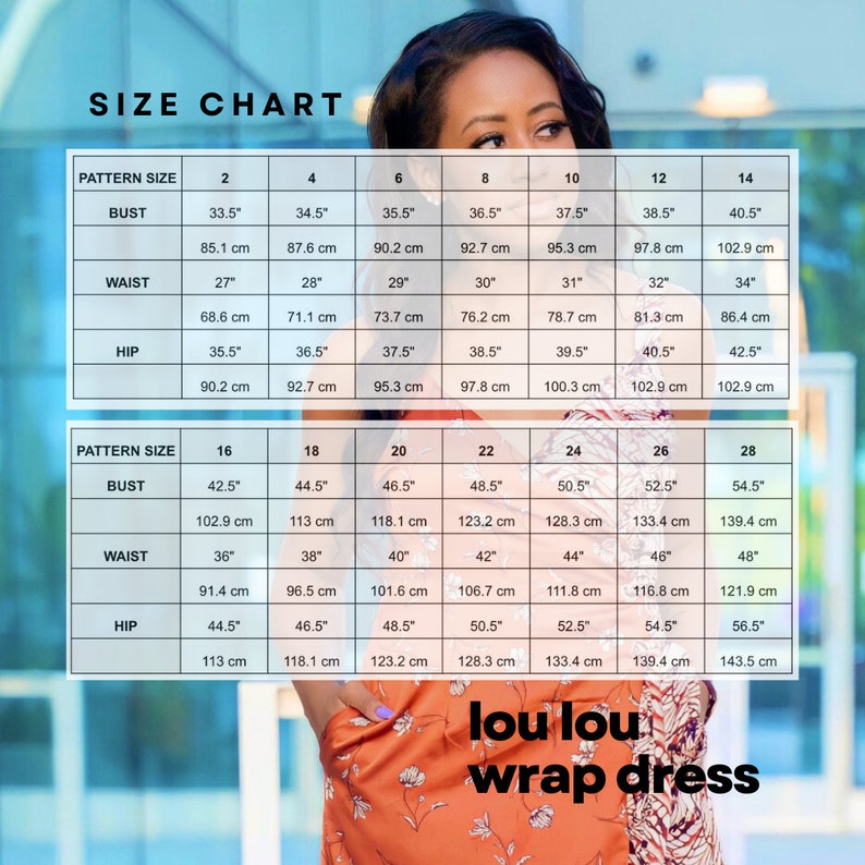 Lou Lou Wrap Dress A4, US Letter, A0/copyshop PDF Pattern Sizes 16-28 ...