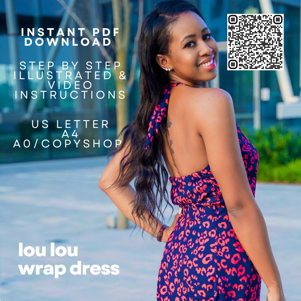 Lou Lou Wrap Dress A4, US Letter, A0/copyshop PDF Pattern Sizes 16-28 ...