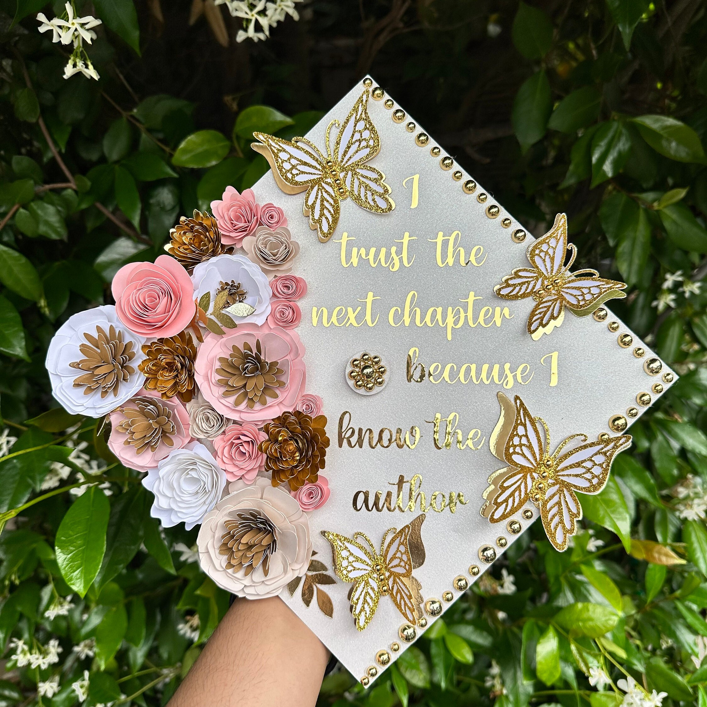 Graduation Cap, Pink Flower Grad Cap, Graduation Pink Cap, Pink and ...