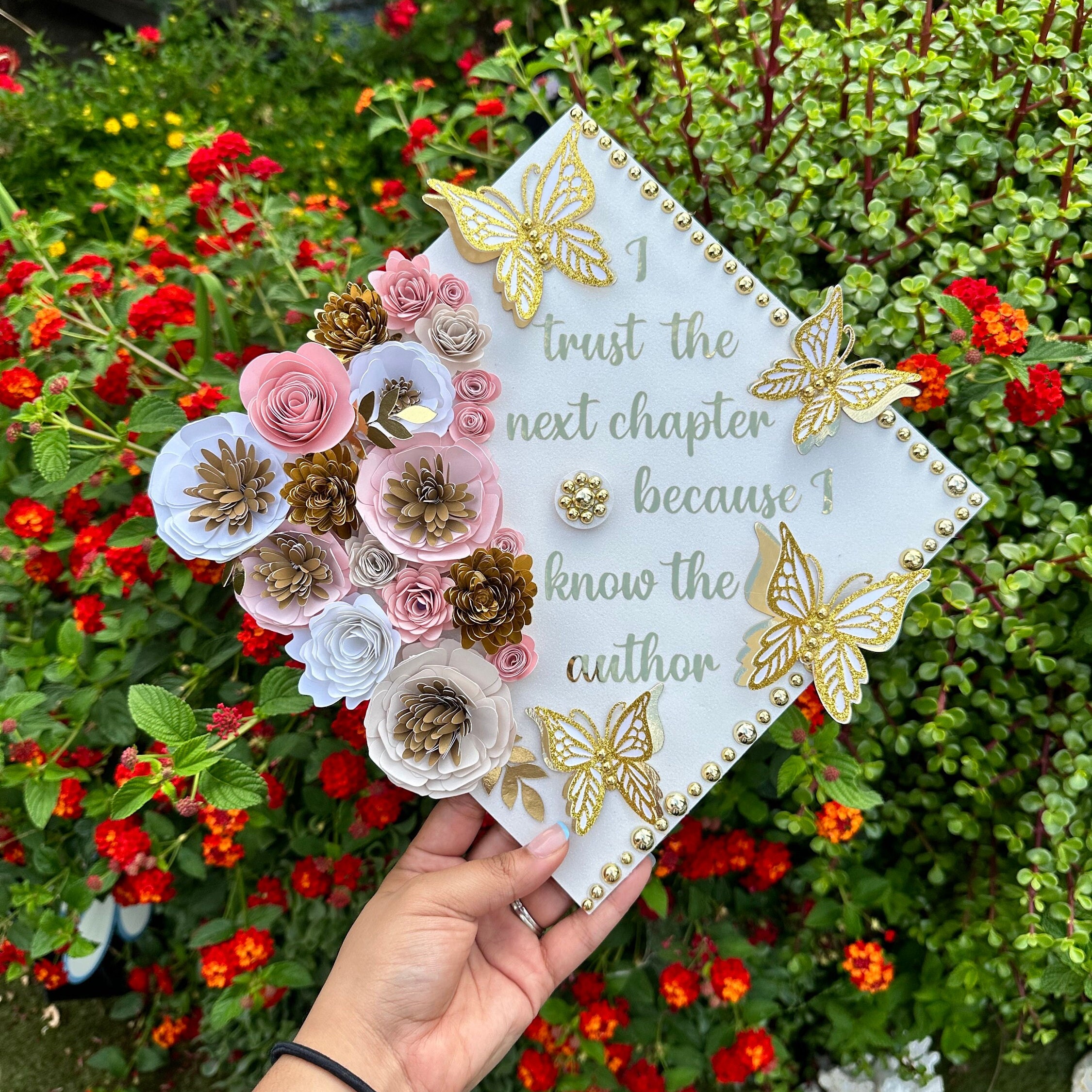 Graduation Cap, Pink Flower Grad Cap, Graduation Pink Cap, Pink and ...