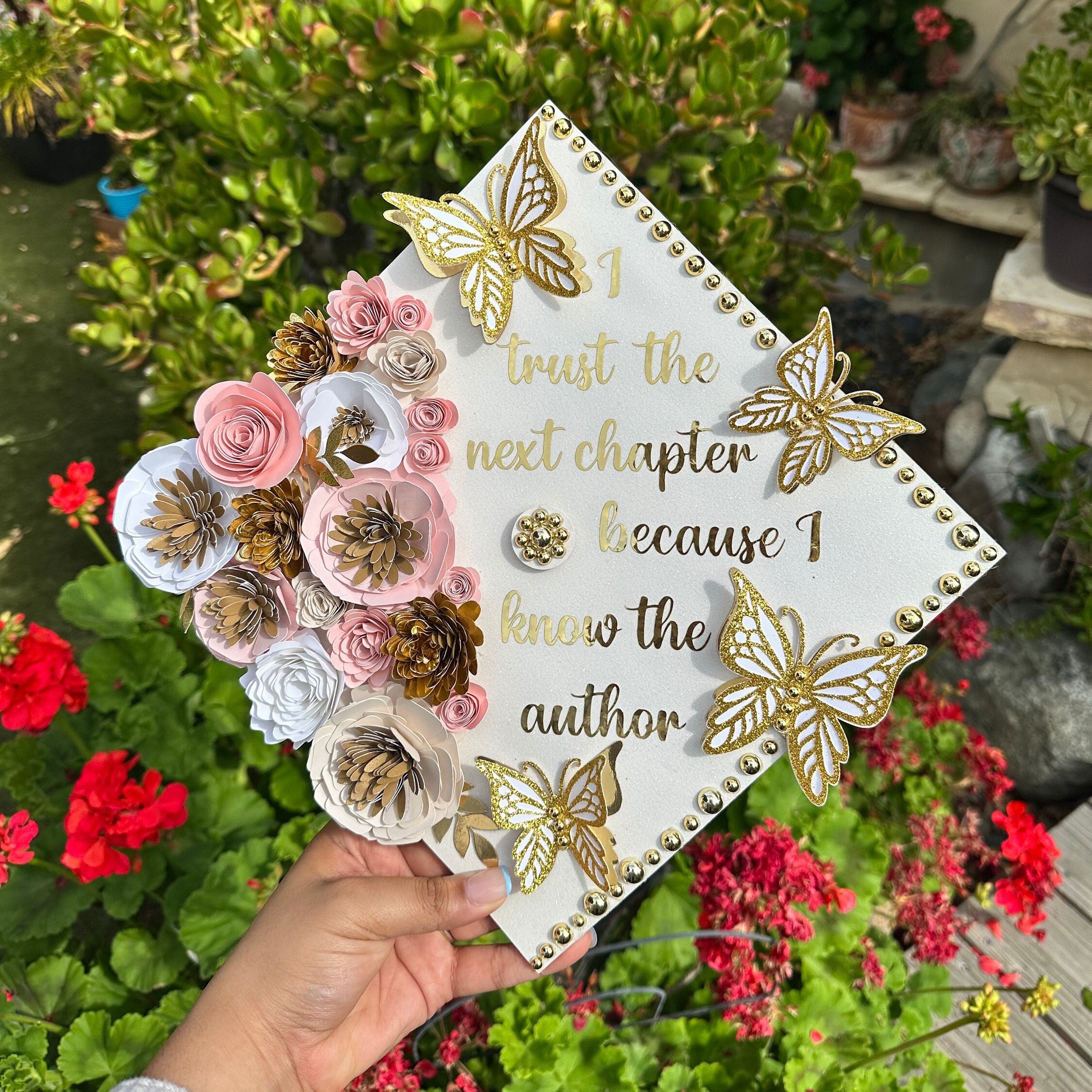 Graduation Cap, Pink Flower Grad Cap, Graduation Pink Cap, Pink and ...