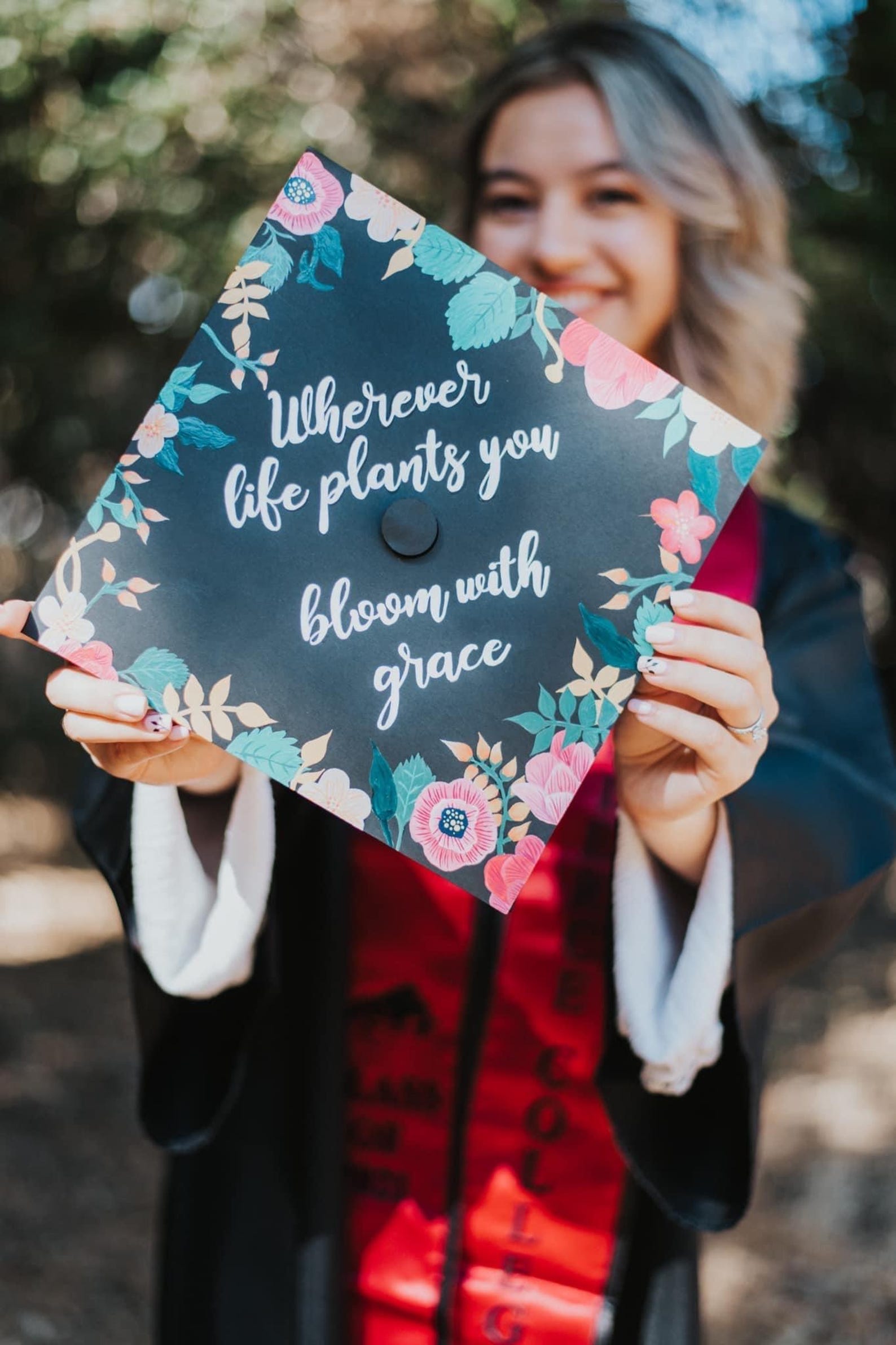 Floral Graduation Cap, Colorful Flower Grad Cap, Grad Cap Topper ...