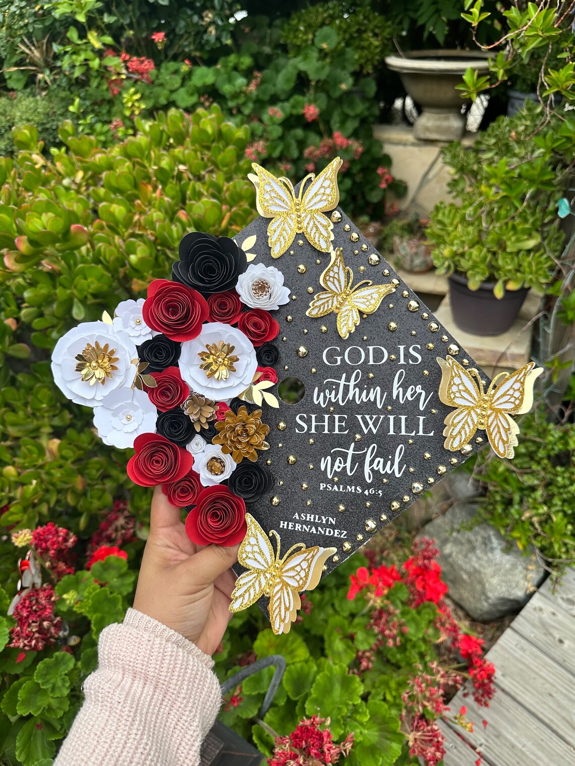 Graduation Cap, Pink Flower Grad Cap, Graduation Pink Cap, Pink and ...