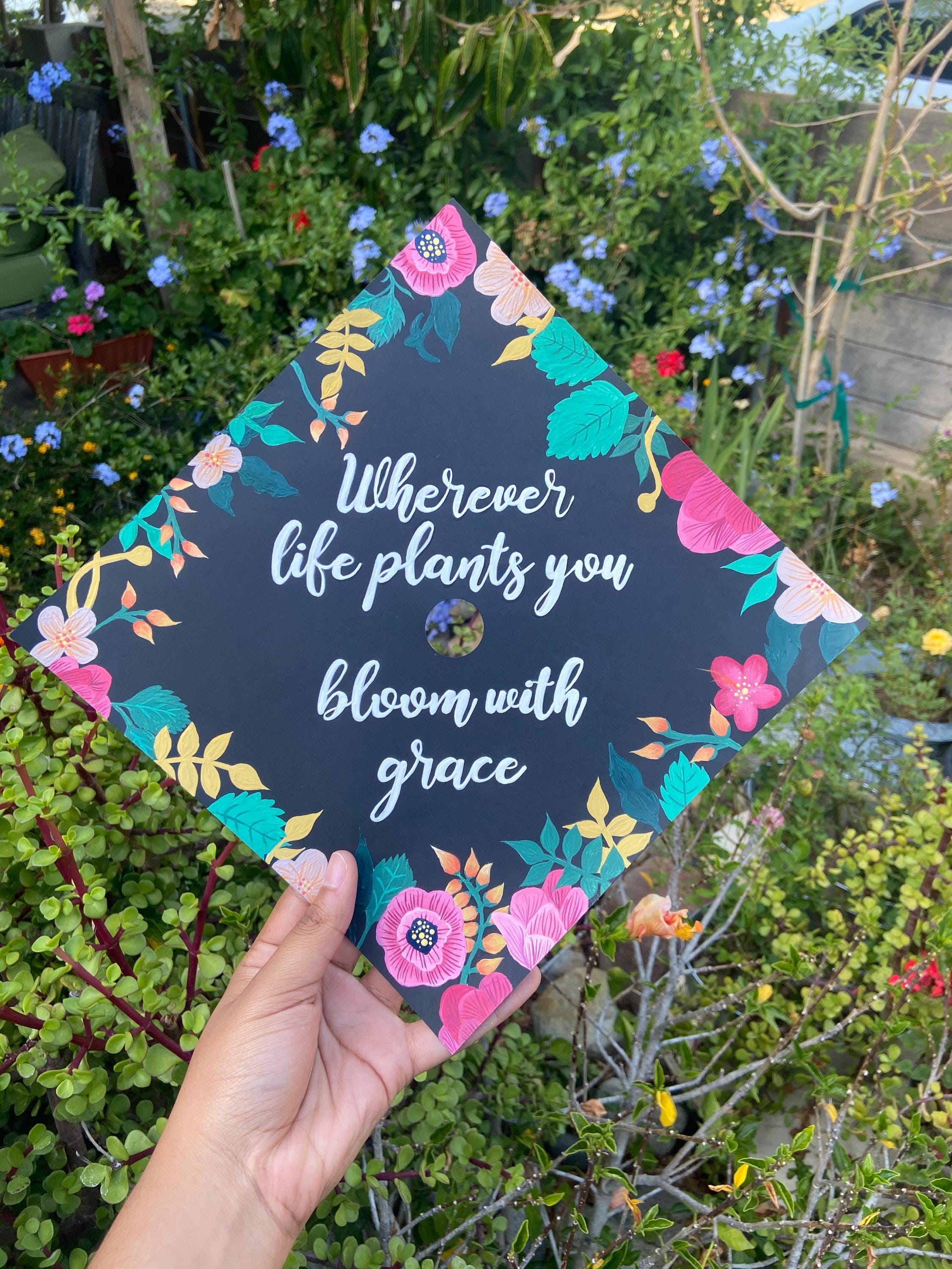 Floral Graduation Cap, Colorful Flower Grad Cap, Grad Cap Topper ...