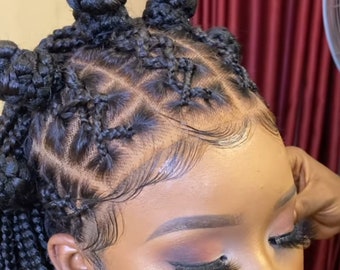 Frontlace Criss-cross Box Braided Wig lace Front Wigfulllace | Etsy