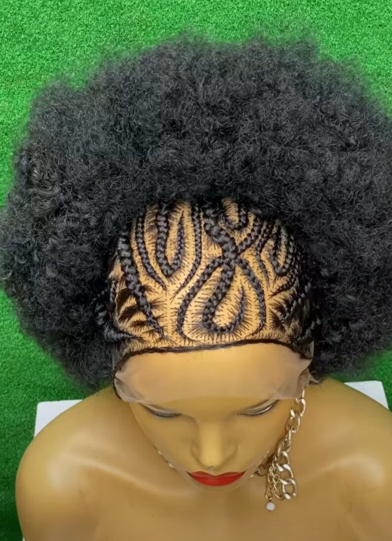 Full Lace Afro Braided Wig Lace Front Wigfulllace Wig Etsy