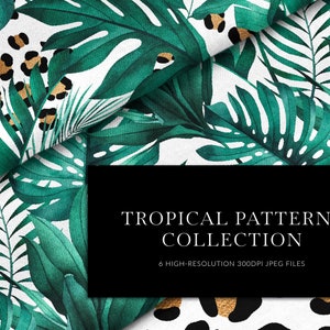 Tropical Leaves Digital Paper. Exotic Plants Seamless Pattern. Tropical ...
