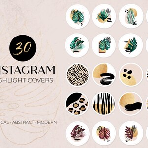 Modern Instagram Highlight Covers. Tropical Social Media Icons ...