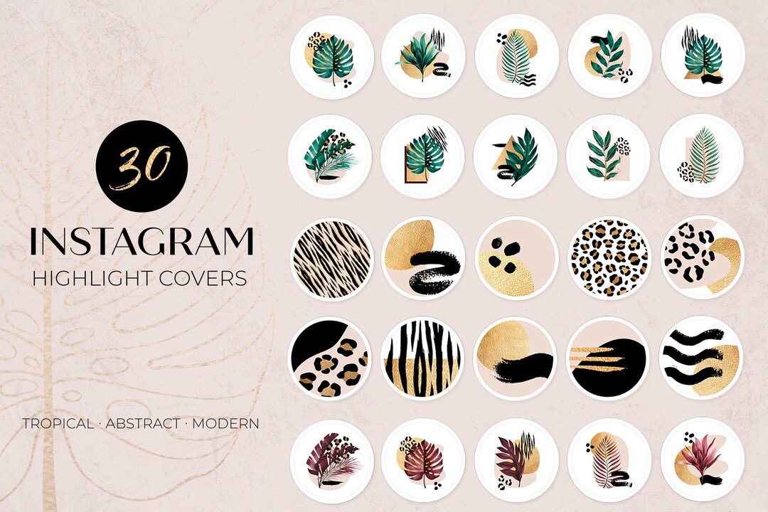 Modern Instagram Highlight Covers. Tropical Social Media Icons ...