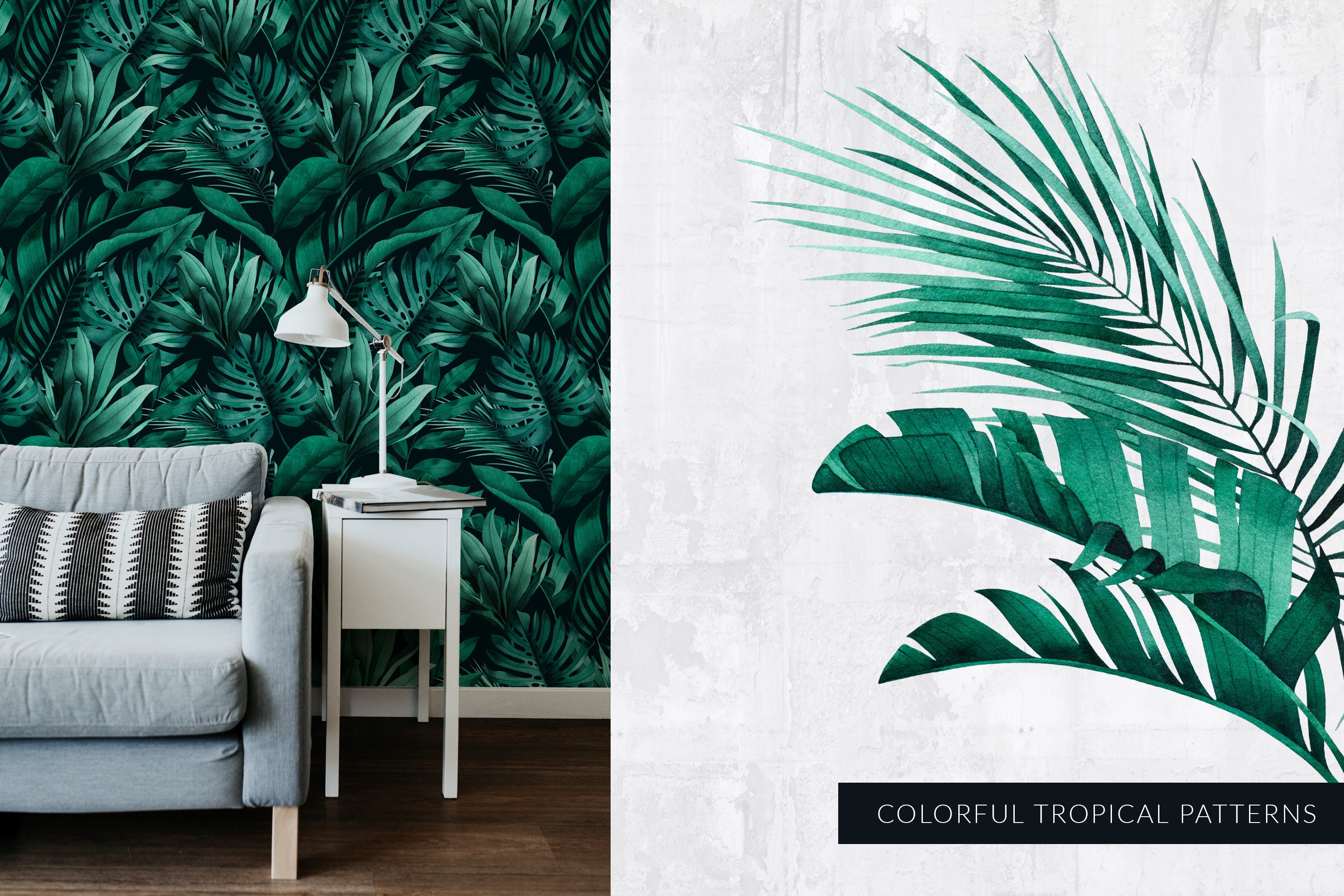 Tropical Leaves Digital Paper. Exotic Plants Seamless Pattern. Tropical ...