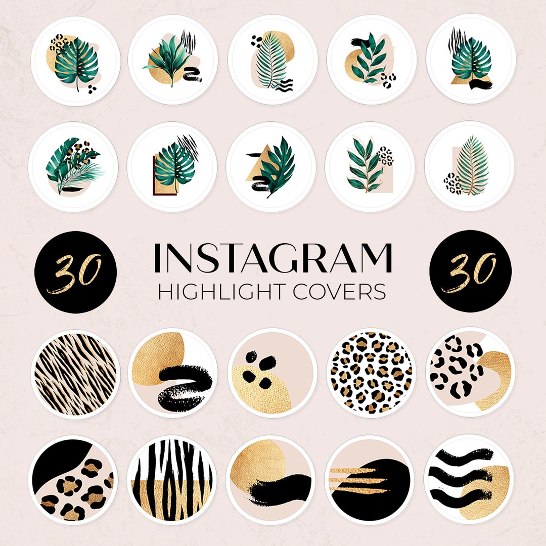 Modern Instagram Highlight Covers. Tropical Social Media Icons ...
