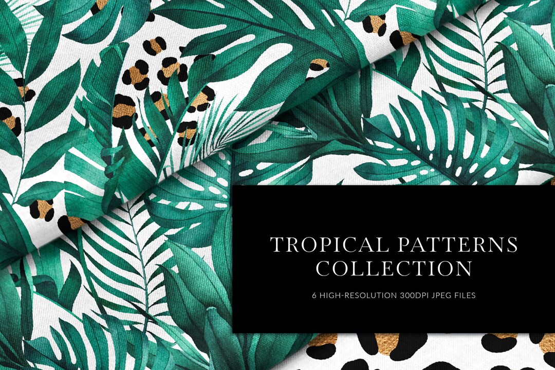 Tropical Leaves Digital Paper. Exotic Plants Seamless Pattern. Tropical ...