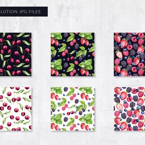 Berries Digital Paper. Watercolor Berries Seamless Pattern. Strawberry ...