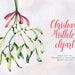 Christmas Mistletoe Clipart. Watercolor Winter Greenery PNG. Hanging ...