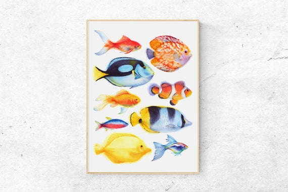 Tropical Fish Print. Coral Reef Wall Art. Exotic Fish Poster. | Etsy
