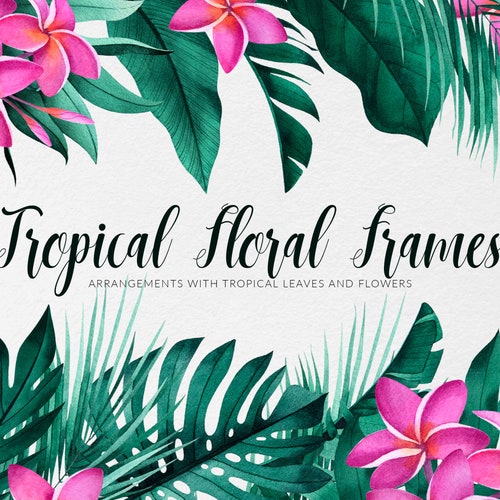 Tropical Leaves and Flowers Clipart Watercolor Summer - Etsy