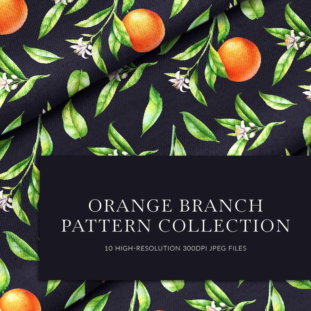 Orange Branch Digital Paper. Watercolor Oranges Seamless Pattern ...