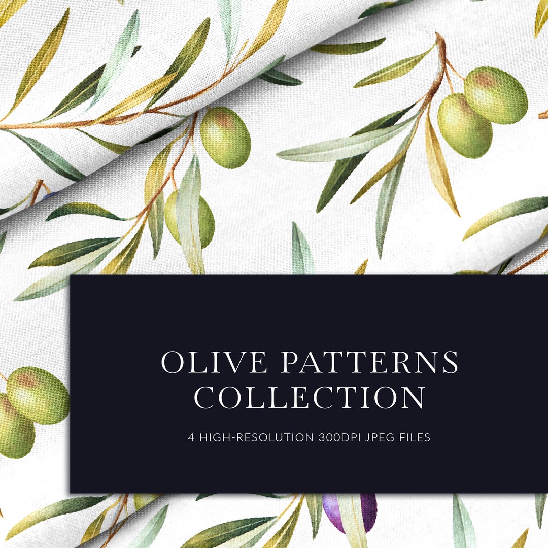 Olive Branch Digital Paper. Watercolor Olive Seamless Pattern. Olive ...