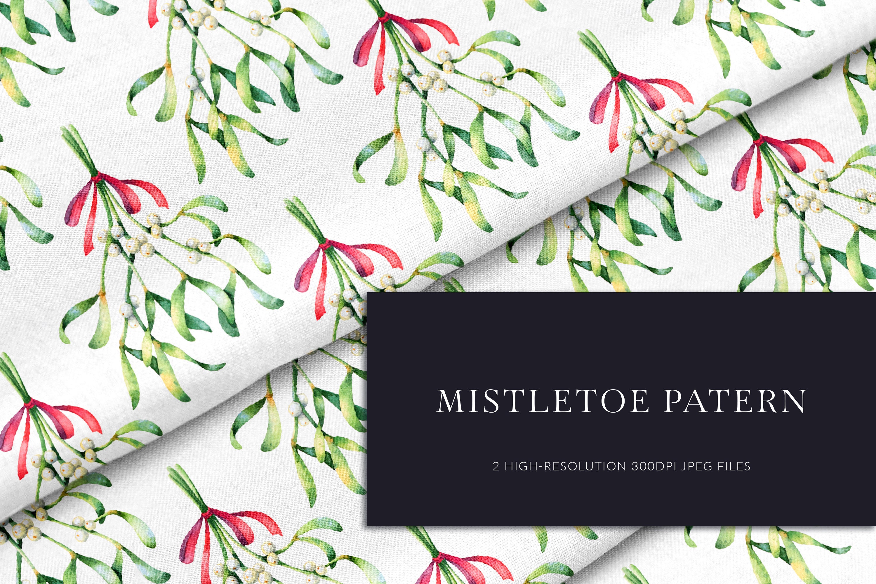 Christmas digital paper. Mistletoe seamless pattern. Hanging | Etsy