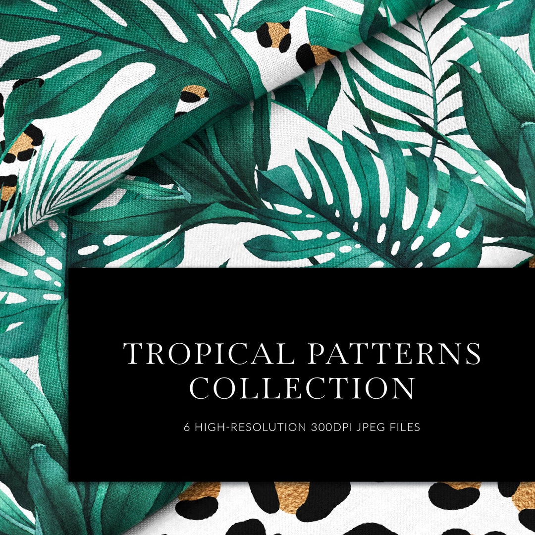 Tropical Leaves Digital Paper. Exotic Plants Seamless Pattern. Tropical ...