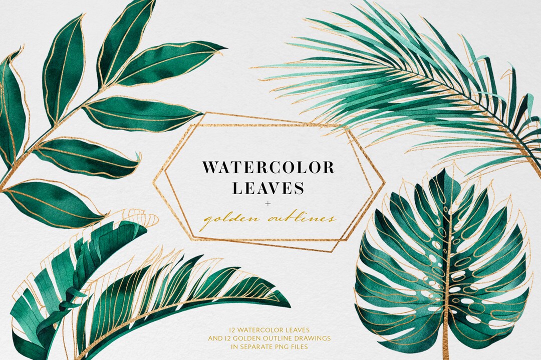 Watercolor Tropical Leaves. Tropical Clipart. Exotic Greenery PNG. Palm ...