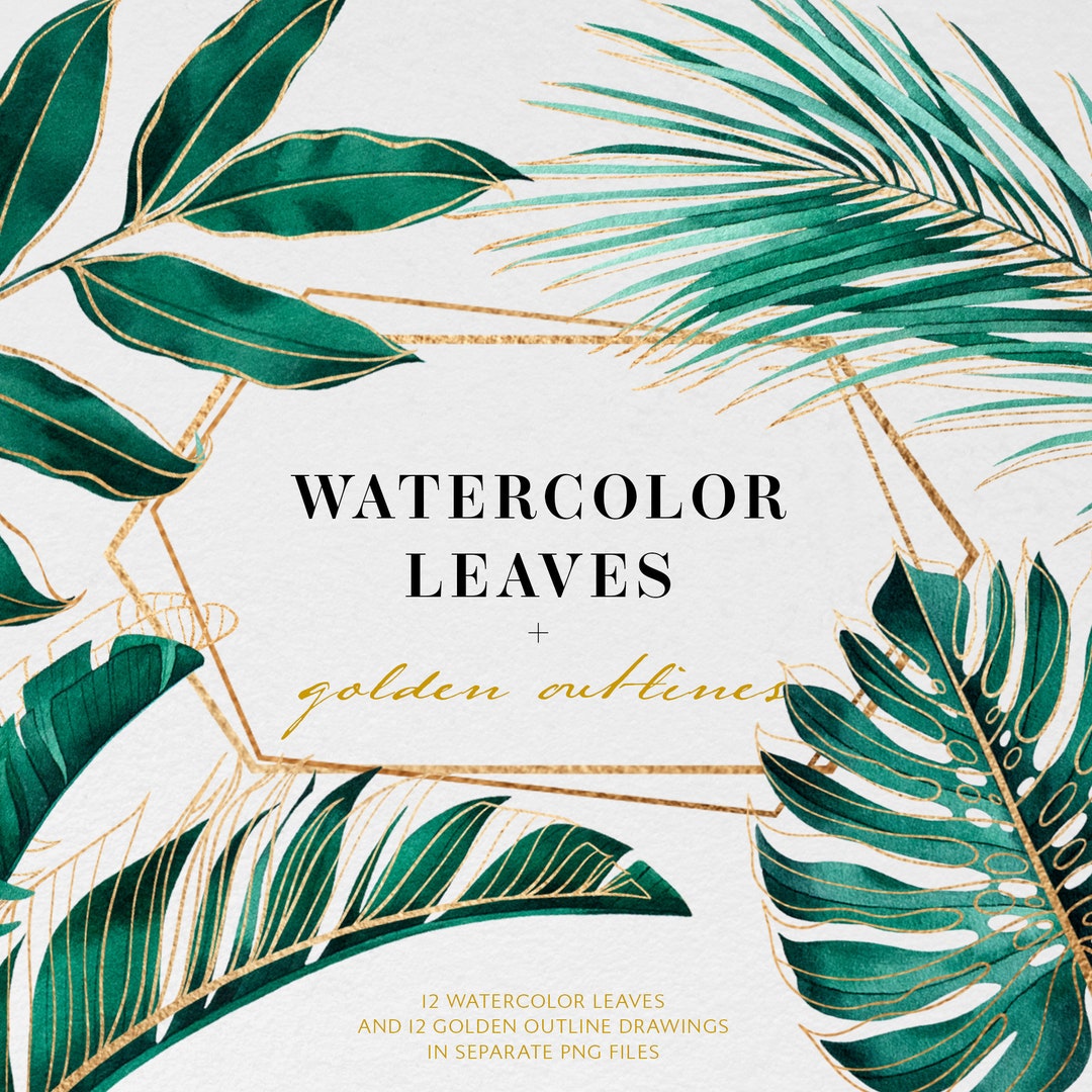 Watercolor Tropical Leaves. Tropical Clipart. Exotic Greenery PNG. Palm ...