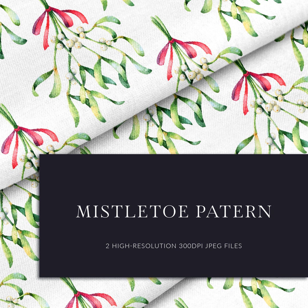 Christmas Digital Paper. Mistletoe Seamless Pattern. Hanging Mistletoe ...