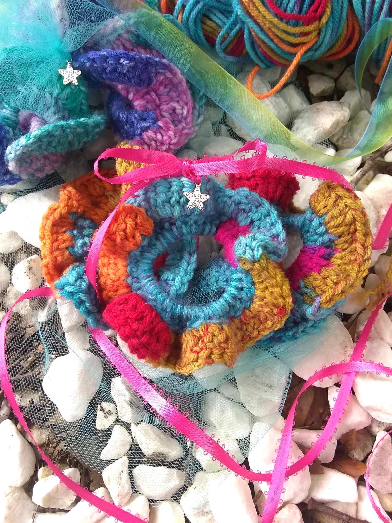 Hair Scrunchie / Pony Tail Holder / Rainbow Bracelet / Hair - Etsy