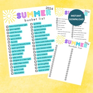 Editable Summer Kids Bucket List Printable Custom Summer Break Bucket ...