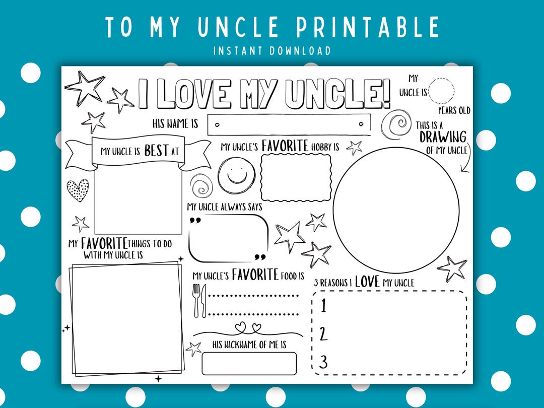 Happy Birthday Uncle Coloring Page, Printable All About Uncle Fill in ...