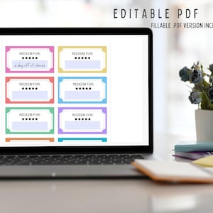 Printable Kids Reward Coupon Book: Editable Birthday Gift (digital ...