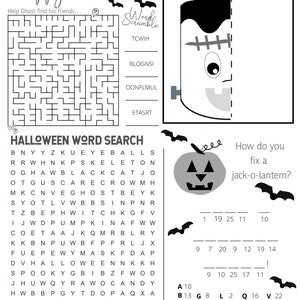 Halloween Activity Page, Halloween Kids Activity Placemat, Printable ...