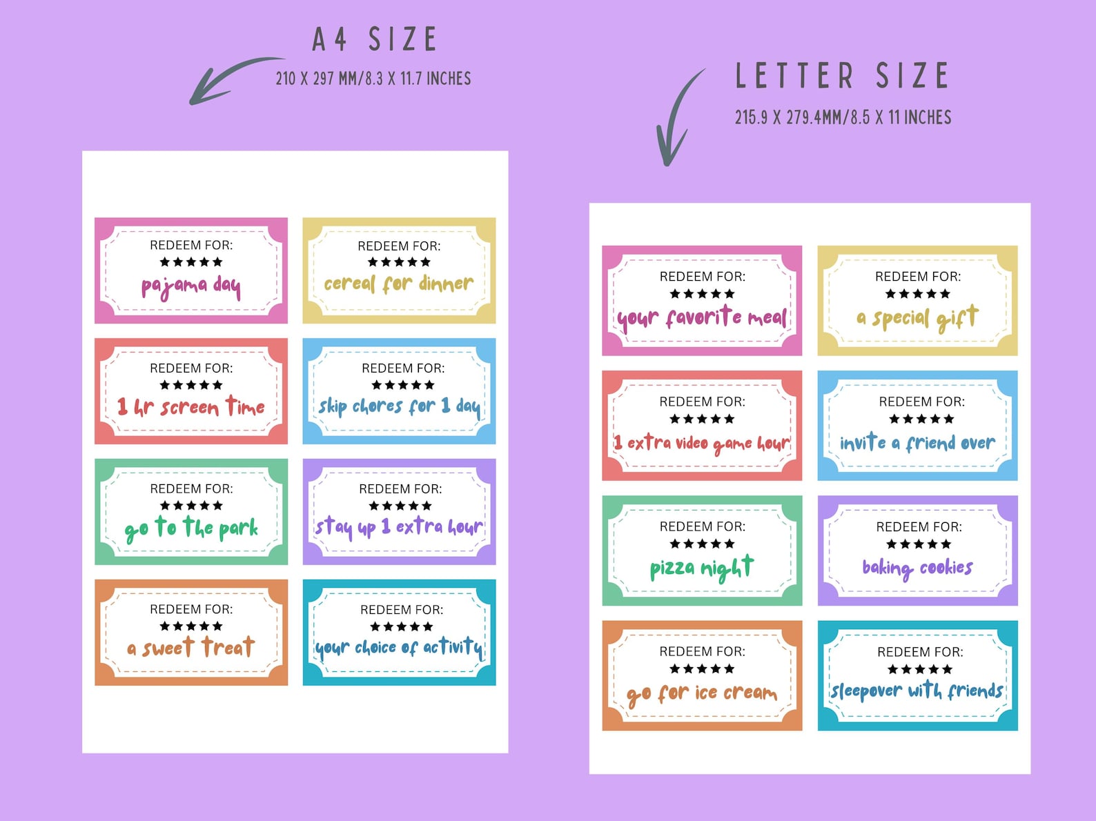 Printable Kids Reward Coupon Book: Editable Birthday Gift (digital ...