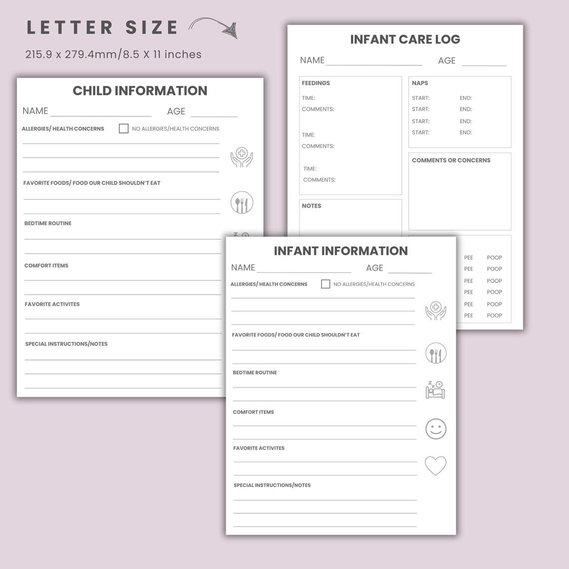 Printable Emergency Babysitter Information Sheet, Babysitter ...