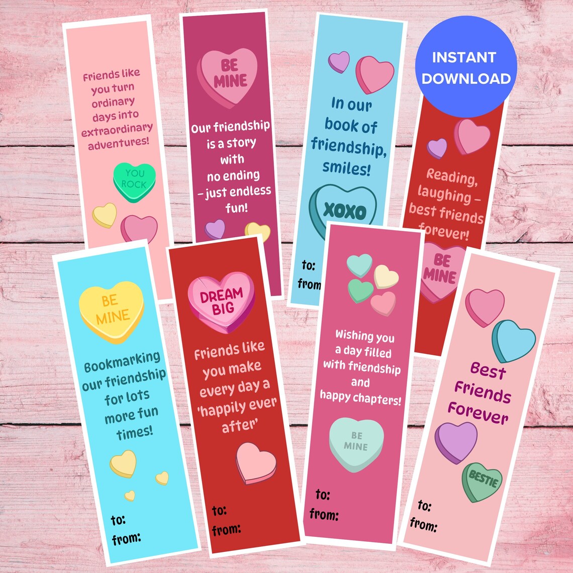 Valentines Bookmarks | Printable Valentines | Instant Download - Etsy