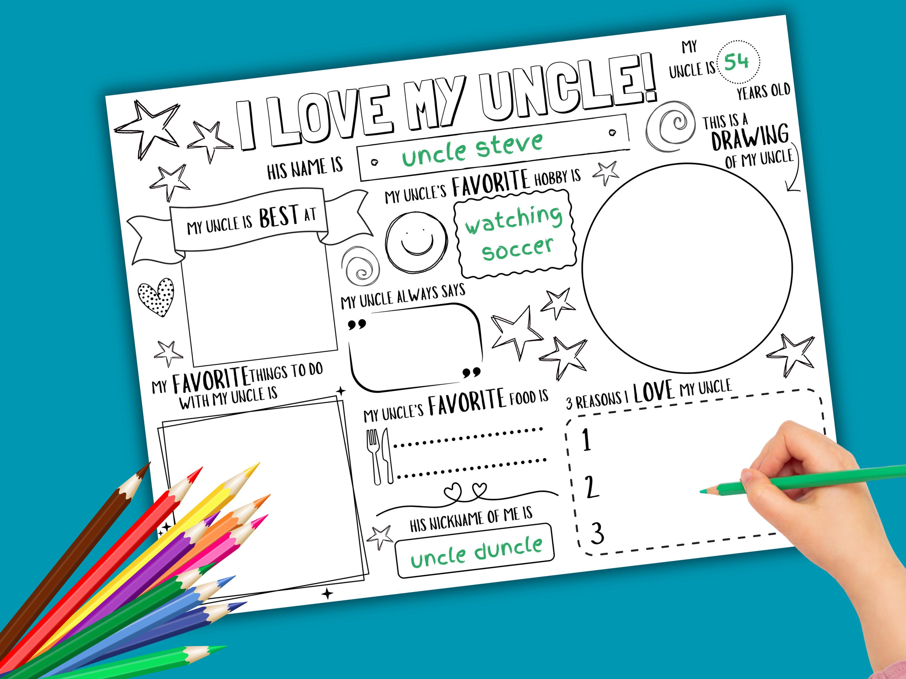 Happy Birthday Uncle Coloring Page, Printable All About Uncle Fill in ...