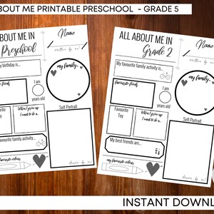 Preschool to Grade 5 All About Me Printable Elementary - Etsy