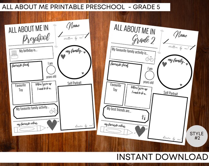 Preschool to Grade 5 All About Me Printable Elementary - Etsy