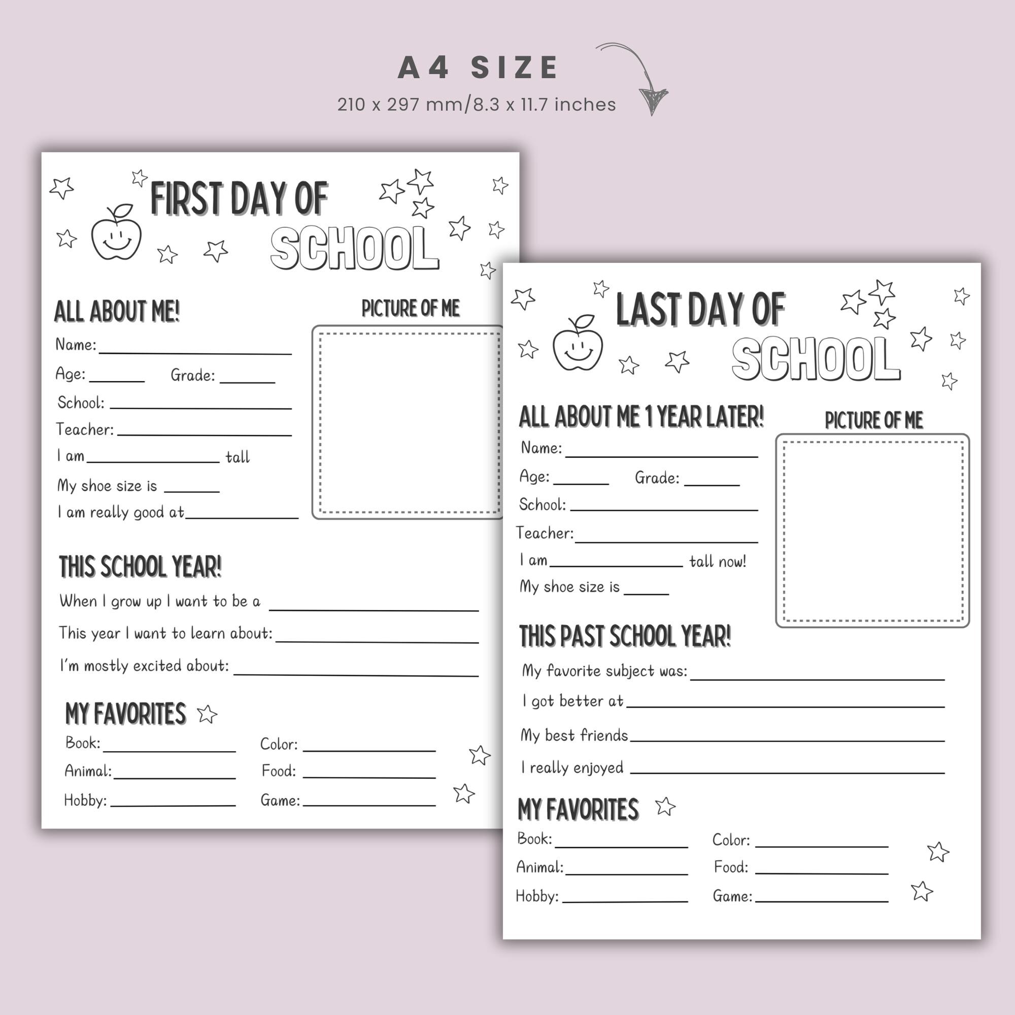 Printable First and Last Day of School Keepsake Worksheet, Back to ...