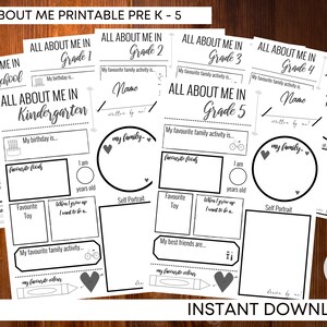Preschool to Grade 5 All About Me Printable Elementary - Etsy