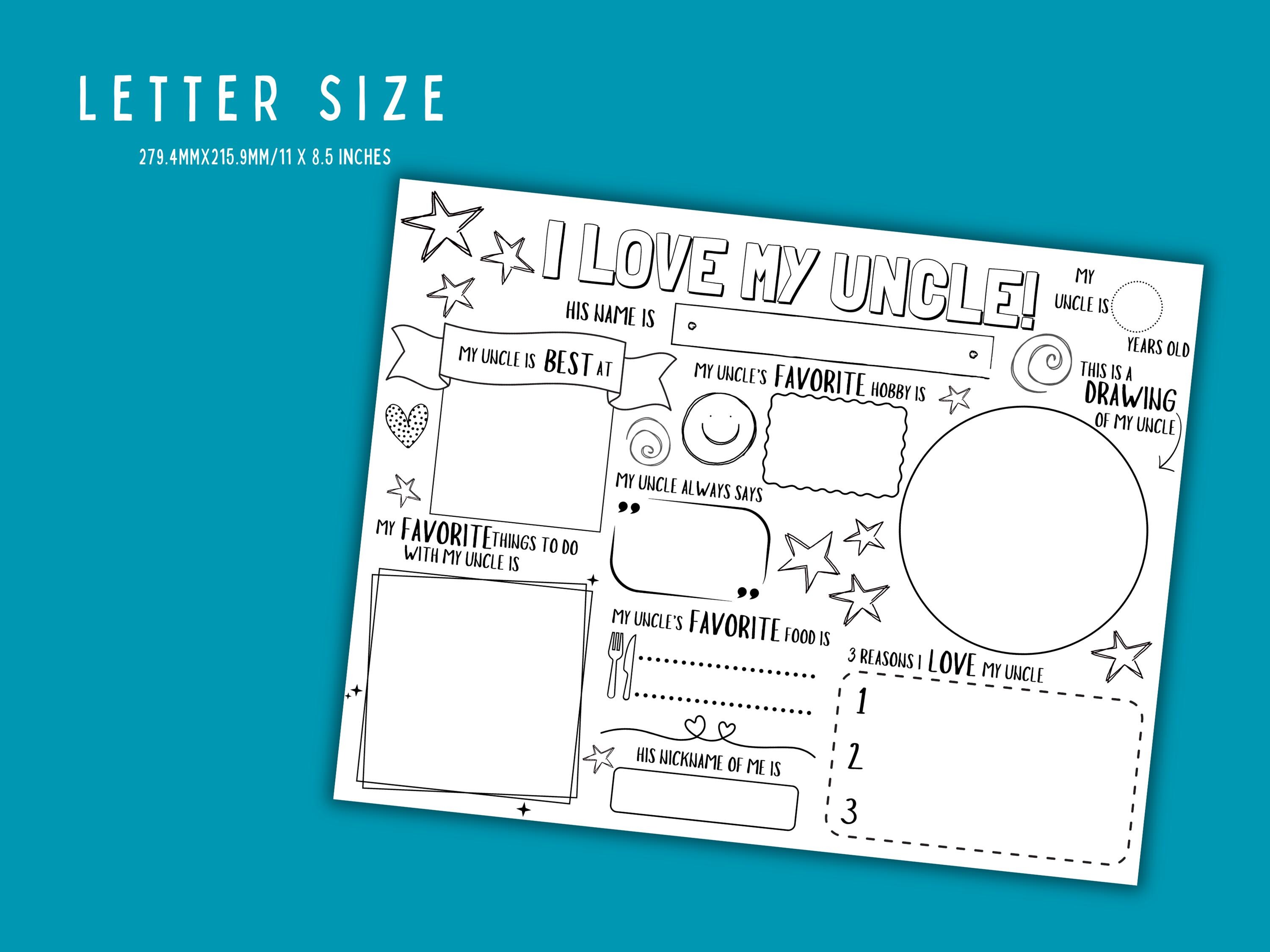 Happy Birthday Uncle Coloring Page, Printable All About Uncle Fill in ...