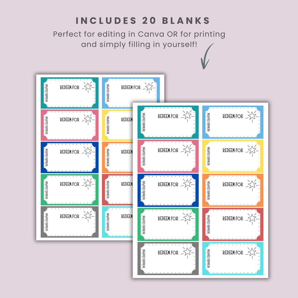 Printable Editable Kids Reward Coupon Book, Kids Reward Template ...