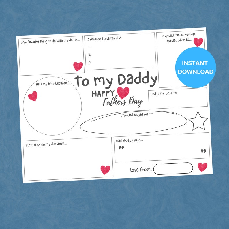 Fathers Day Printable, All About My Dad Fathers Day Questionnaire Dad ...