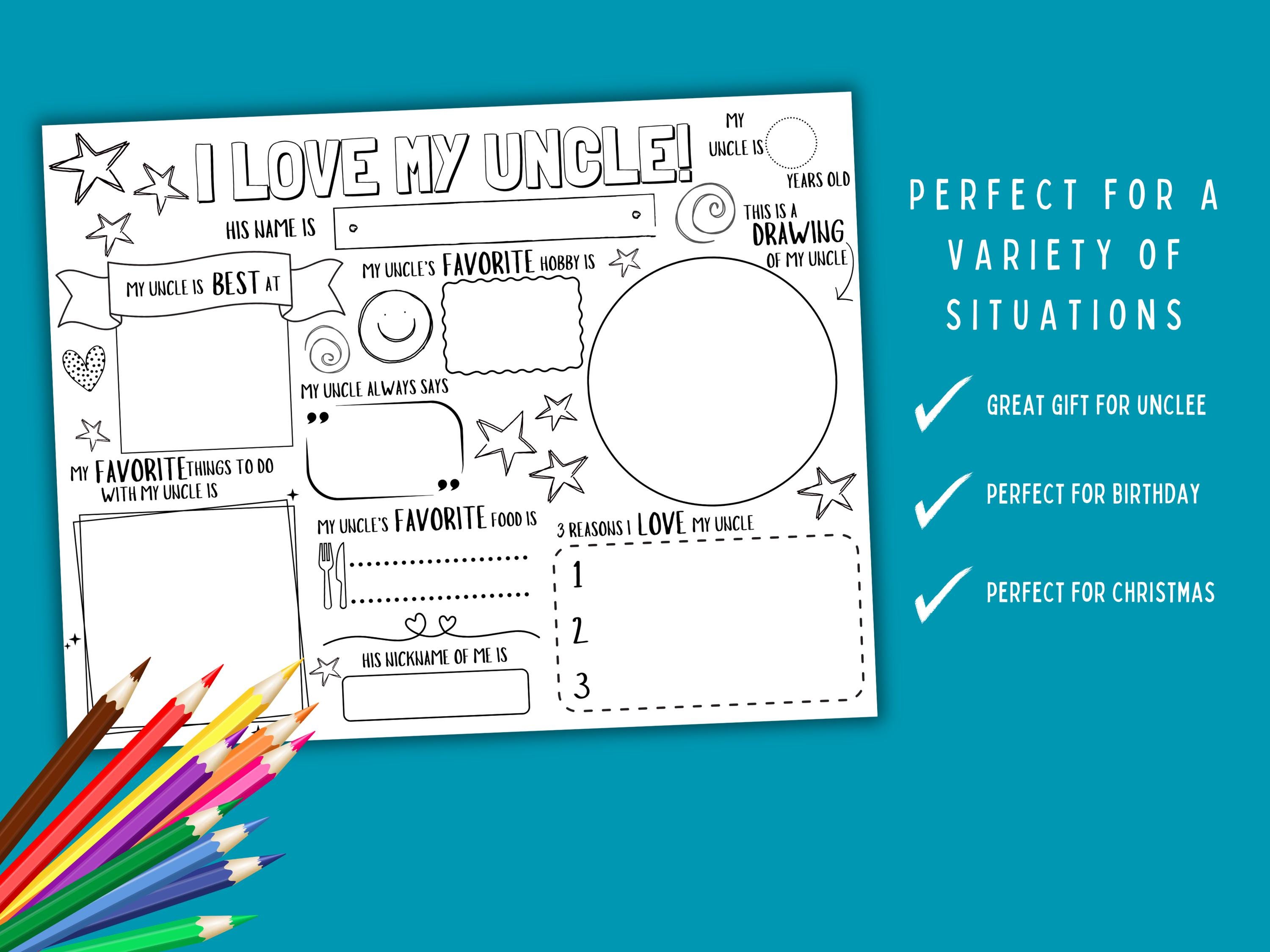 Happy Birthday Uncle Coloring Page, Printable All About Uncle Fill in ...