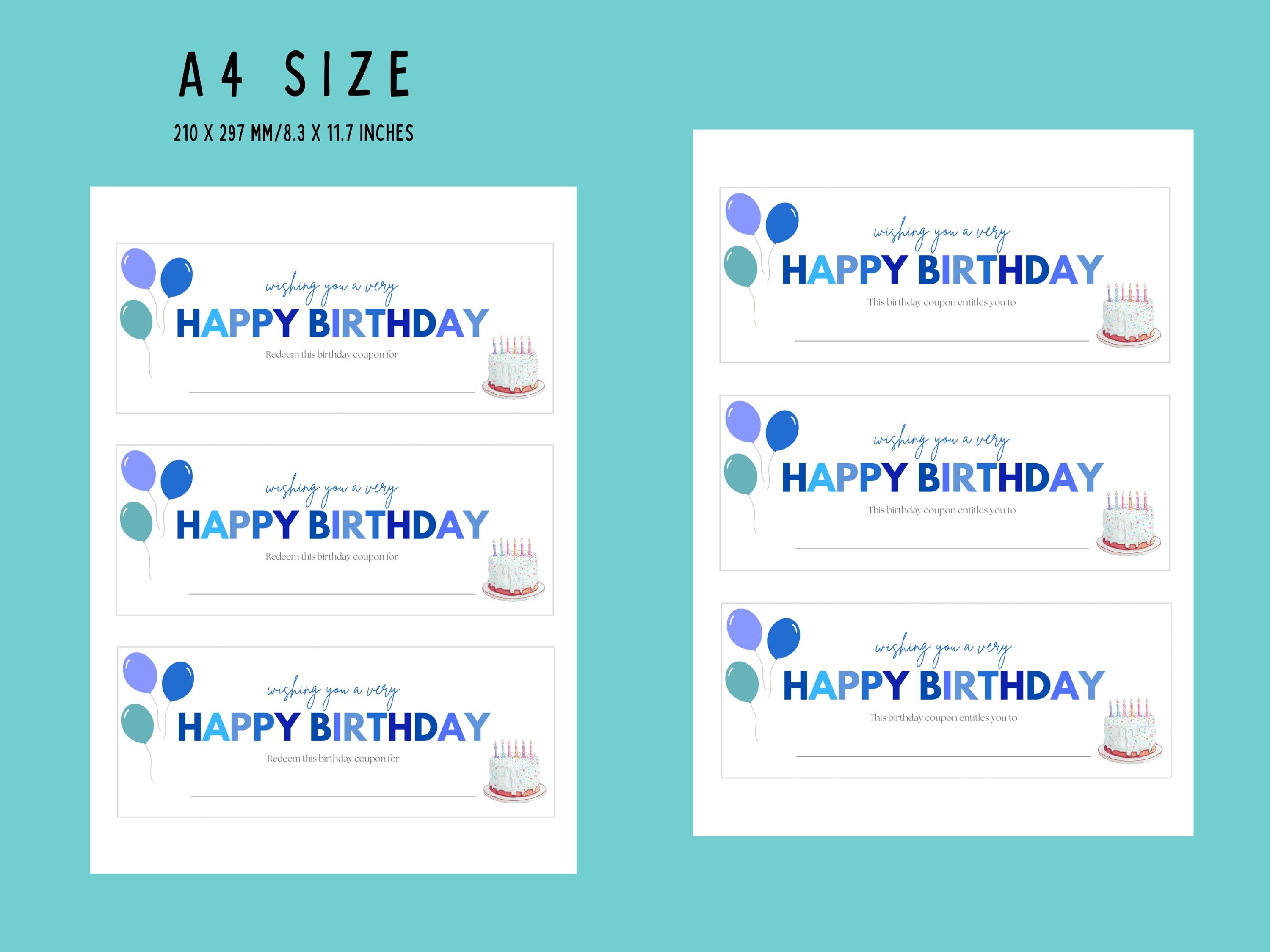 Printable Birthday Coupons: Fill-in DIY Gift (a4/letter PDF) - Etsy