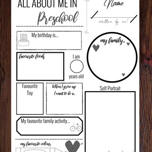 Preschool to Grade 5 All About Me Printable Elementary - Etsy